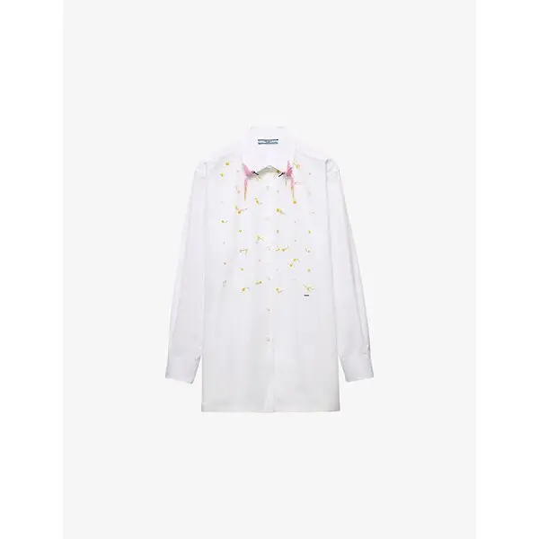 Prada Embroidered Cotton Poplin Shirt - White
