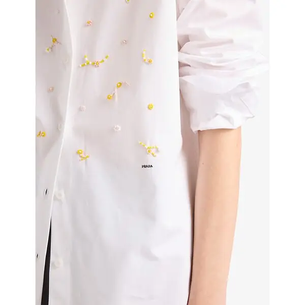Prada Embroidered Cotton Poplin Shirt