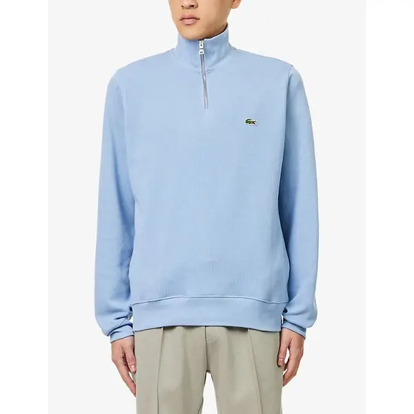 Lacoste Embroidered-logo Half-zip Cotton-knit Sweatshirt Xxl