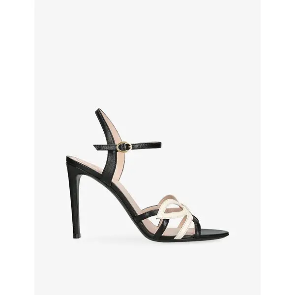 Valentino Garavani Bow 100 Heeled Leather Sandals - Black/comb