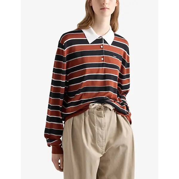 Prada Striped Silk Polo Shirt