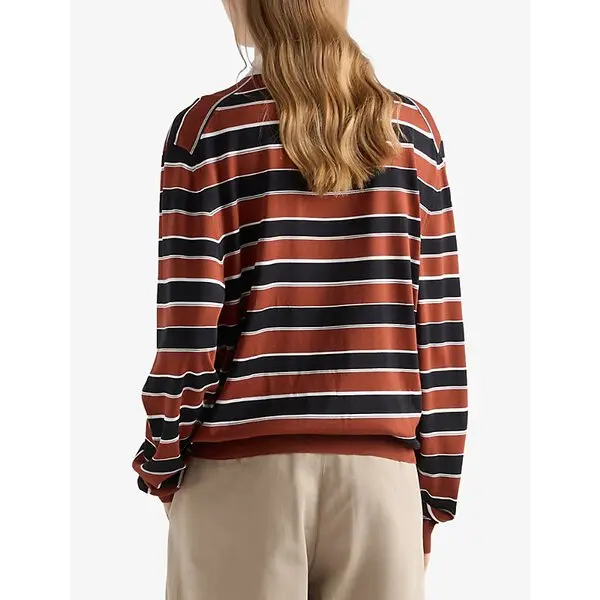 Prada Striped Silk Polo Shirt
