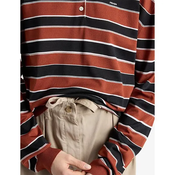 Prada Striped Silk Polo Shirt