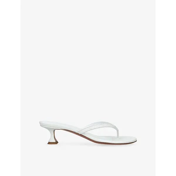 Amina Muaddi Juliette Thong 45 Leather Heeled Sandals - White