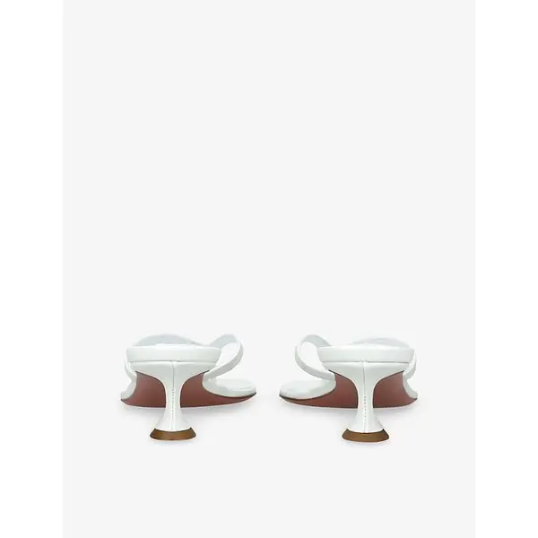 Amina Muaddi Juliette Thong Leather Heeled Sandals - White