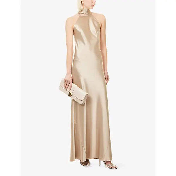 Galvan Sienna Halter-neck Satin Gown