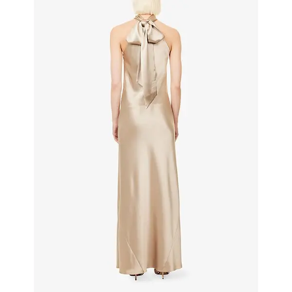 Galvan Sienna Halter-neck Satin Gown