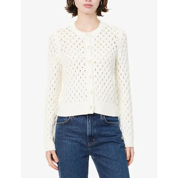 Paige Colma Pointelle Cotton-knit Cardigan