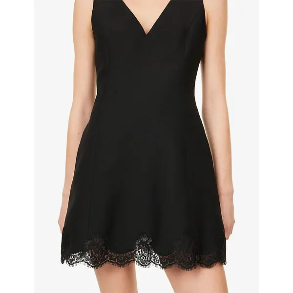 Valentino Garavani Lace-trimmed Wool And Silk Blend Mini Dress