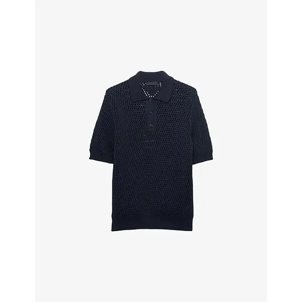 Prada Linen And Cotton Polo Shirt - Blue