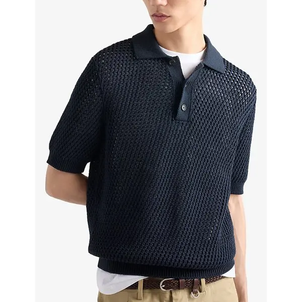 Prada Linen And Cotton Polo Shirt