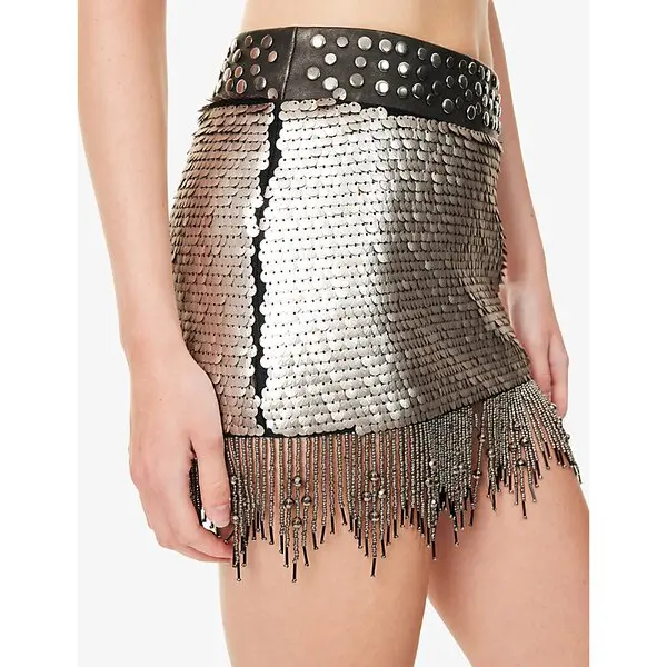 JADED LONDON Leva Sequin Beaded Mini Skirt