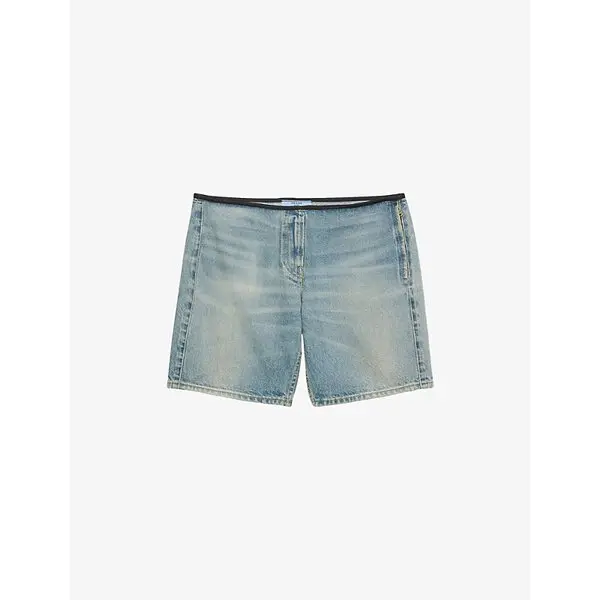 Prada Washed Denim Bermuda Shorts - Blue