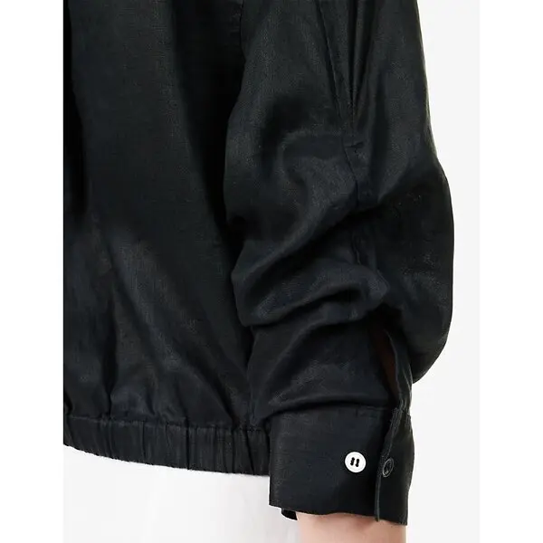 Theory Short-sleeve Belted Linen-blend Blazer