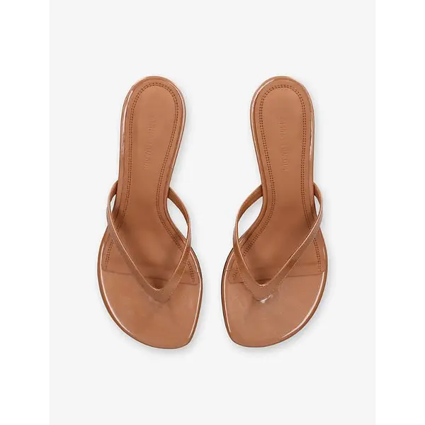 Amina Muaddi Juliette Thong Sandals - Mid Brown