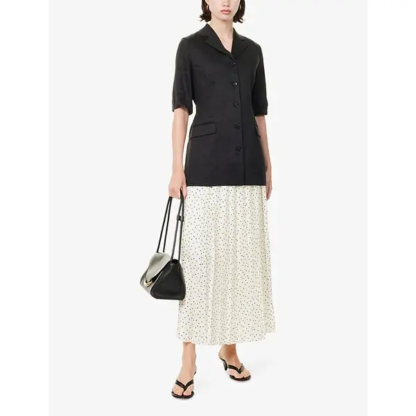 Theory Ruched-sleeve Crop Linen Shirt