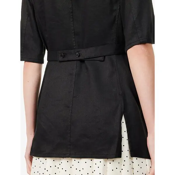 Theory Ruched-sleeve Crop Linen Shirt