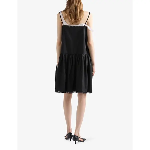Prada Lace-trim Re-nylon Mini Dress