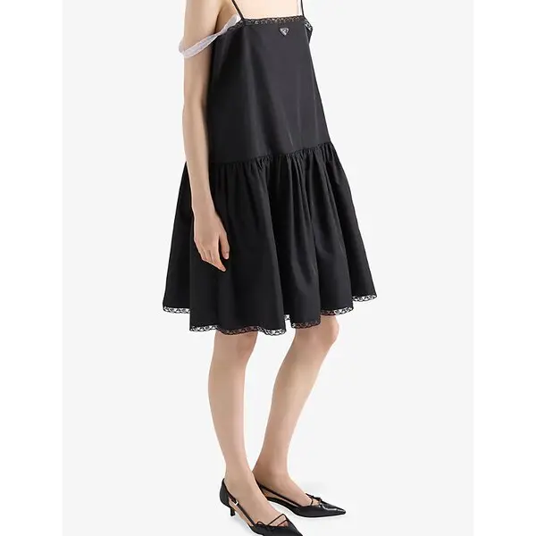 Prada Lace-trim Re-nylon Mini Dress