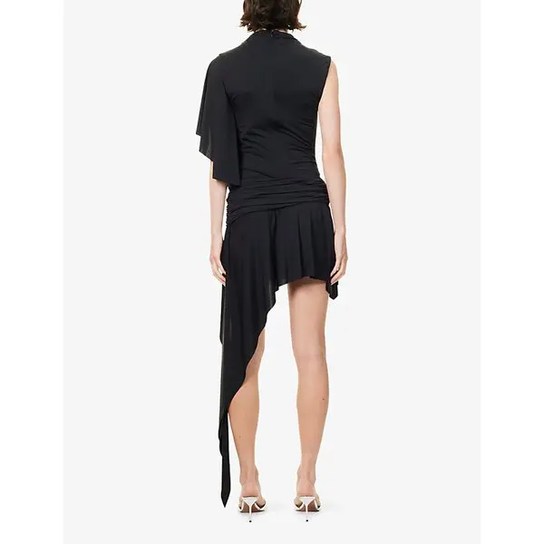 DE LA VALI Asymmetric Jersey Mini Dress