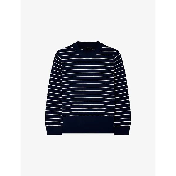 Whistles Striped Round-neck Stretch Cotton-blend Jumper - Multi-coloured