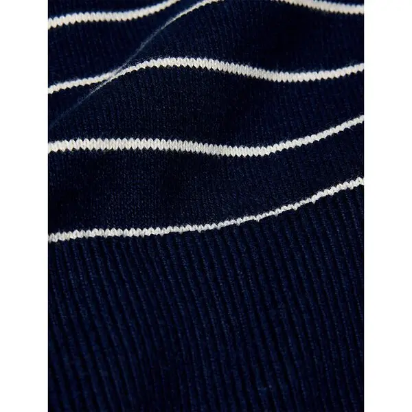 Whistles Striped Round-neck Stretch Cotton-blend Jumper