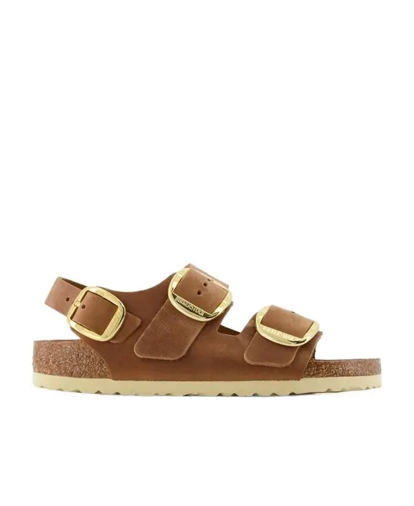 BIRKENSTOCK Logo Flat Sandals - Brown