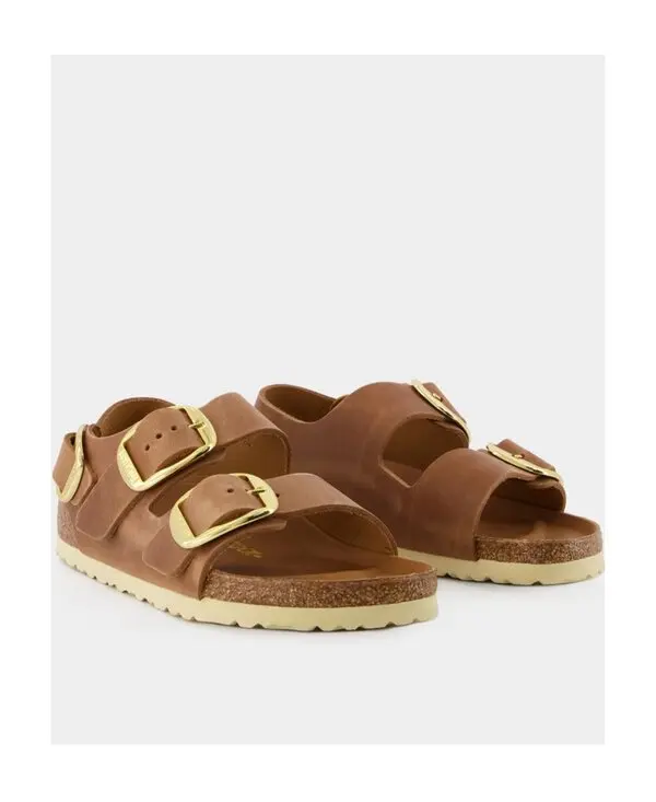 BIRKENSTOCK Logo Flat Sandals - Brown