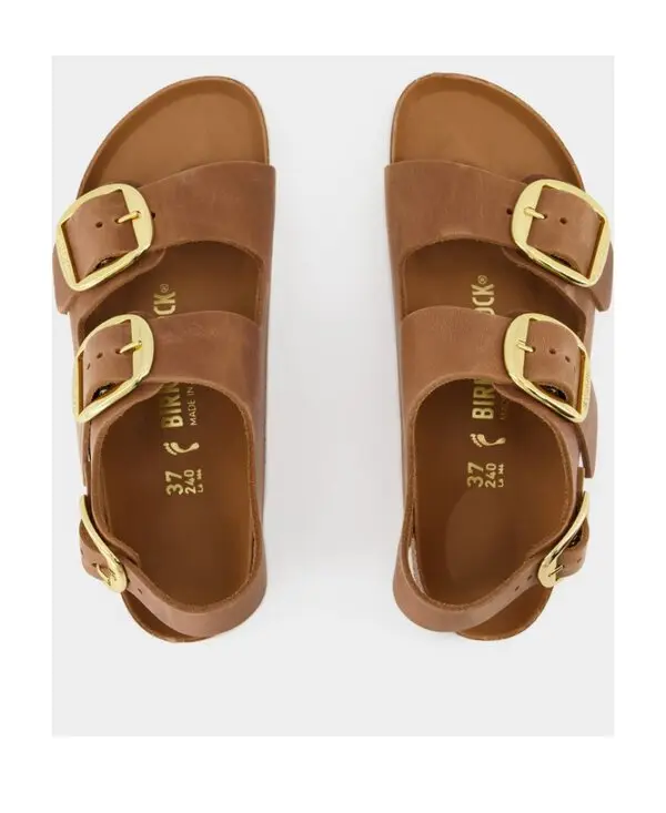 BIRKENSTOCK Logo Flat Sandals - Brown