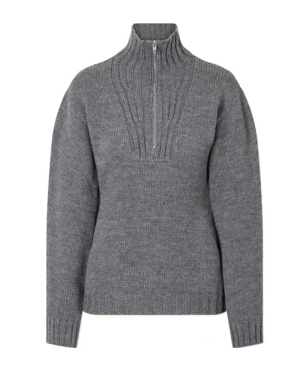 JIL SANDER Ribbed-knit Half-zip Turtleneck Sweater
