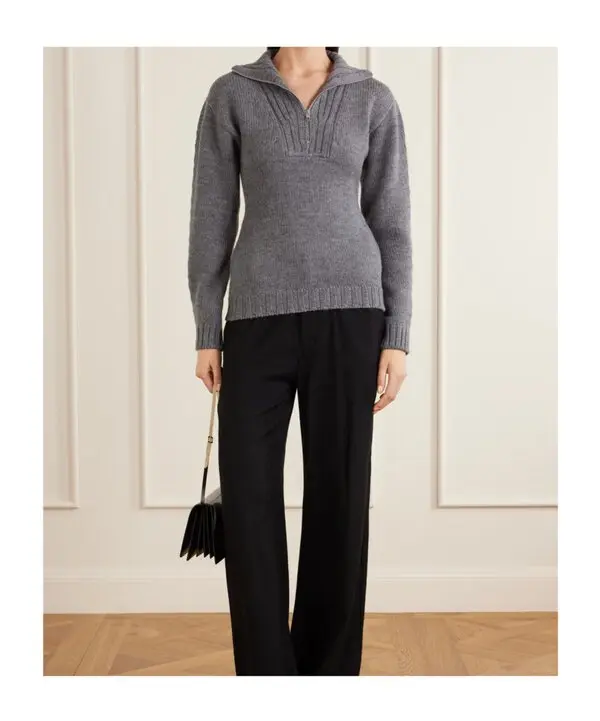 JIL SANDER Ribbed-knit Half-zip Turtleneck Sweater