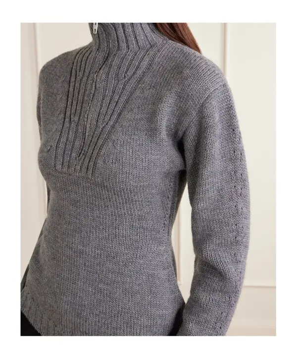 JIL SANDER Ribbed-knit Half-zip Turtleneck Sweater