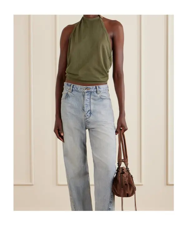 Balenciaga Jersey Halterneck Top With Draping Details