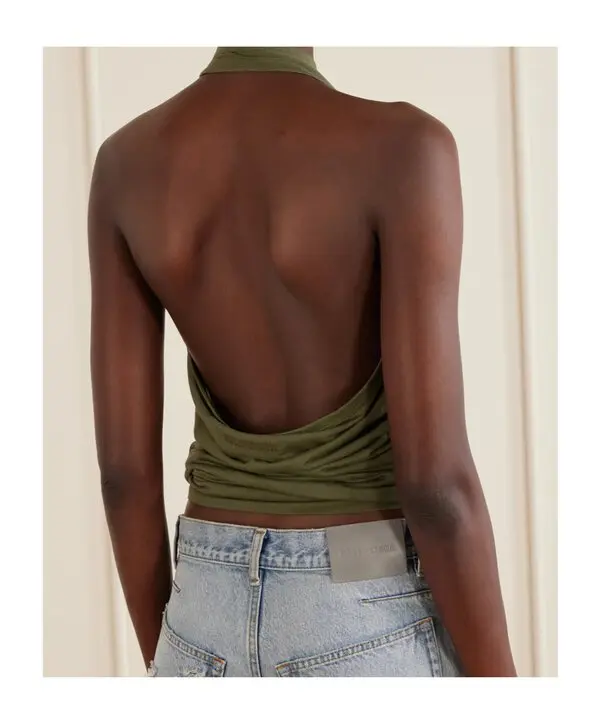 Balenciaga Jersey Halterneck Top With Draping Details