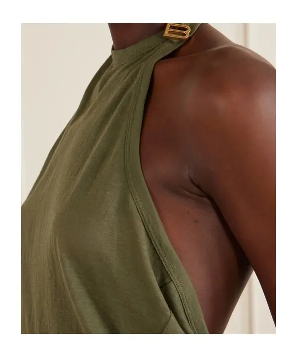 Balenciaga Jersey Halterneck Top With Draping Details