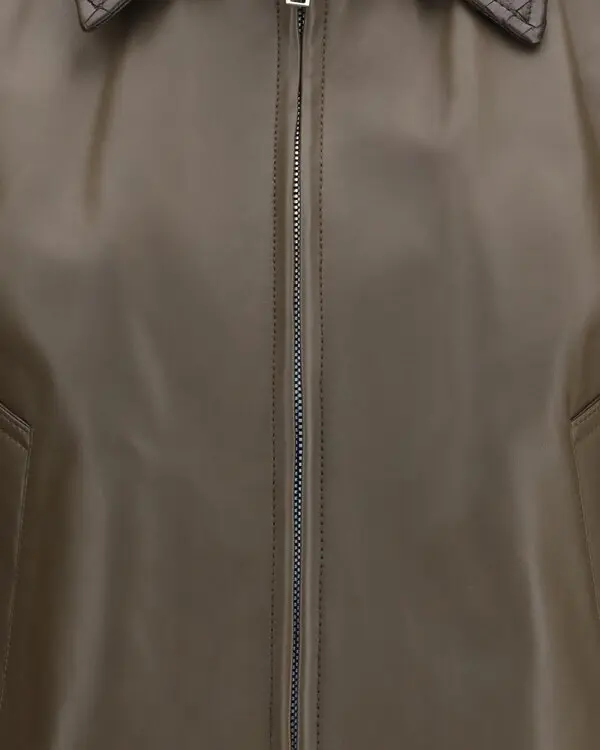 Bottega Veneta Shiny Lambskin Leather Blouson With Detachable Intrecciato Collar