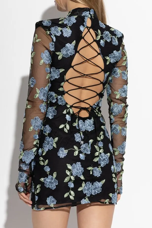 ROTATE BY BIRGER CHRISTENSEN Mesh Embroidered Mini Dress