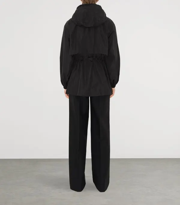 Burberry Nylon Hooded Jacket With Leather Trim