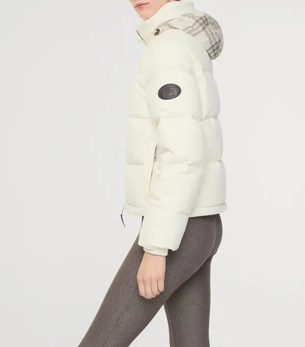 Burberry Cashmere Down Puffer Jacket With Equestrian Knight Design