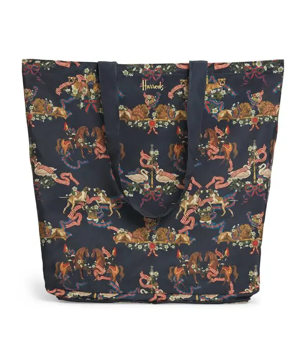 Harrods Great British Pocket Shopper Bag - Navy