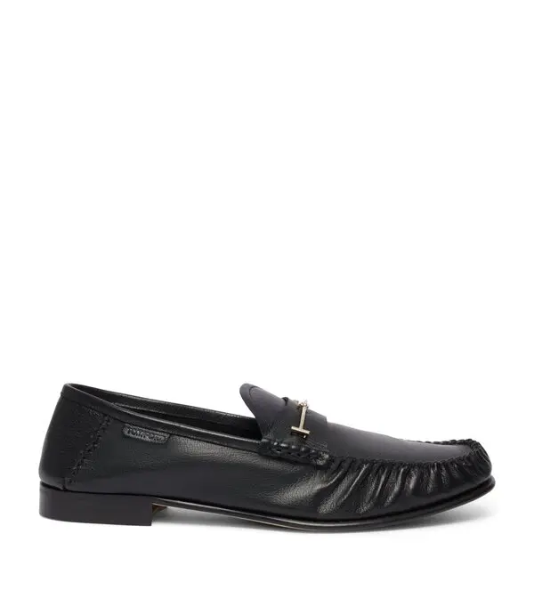 TOM FORD Goatskin T Penny Loafers - Black