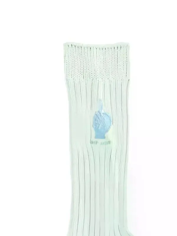 Sacai Ribbed-knit Embroidered Socks - Green