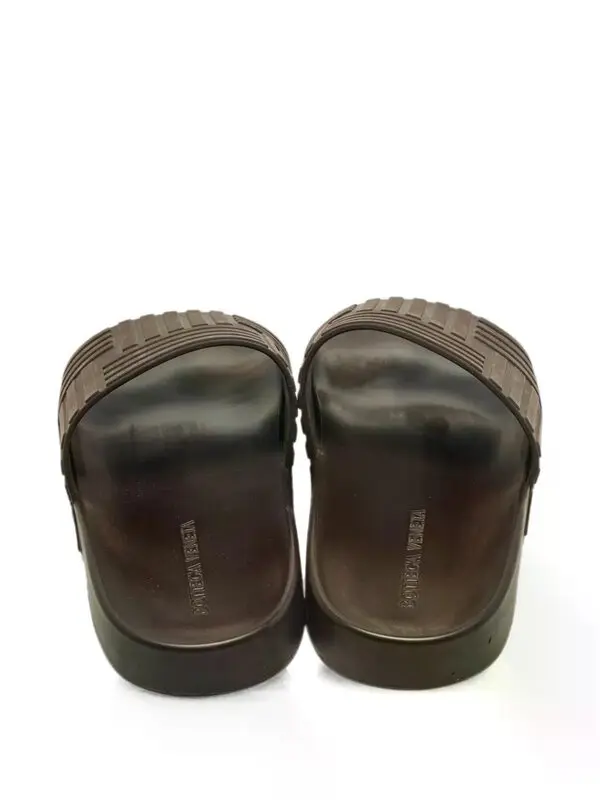 Bottega Veneta Intrecciato-effect Slides - Brown