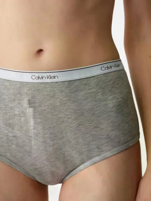 Calvin Klein Logo-waistband High-waist Briefs - Grey