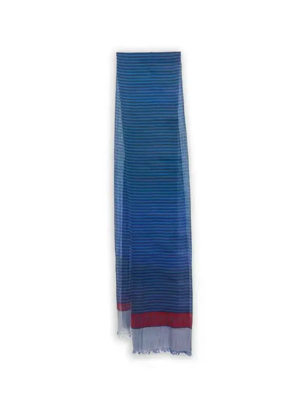 FERRAGAMO Striped Fringed Scarf - Blue