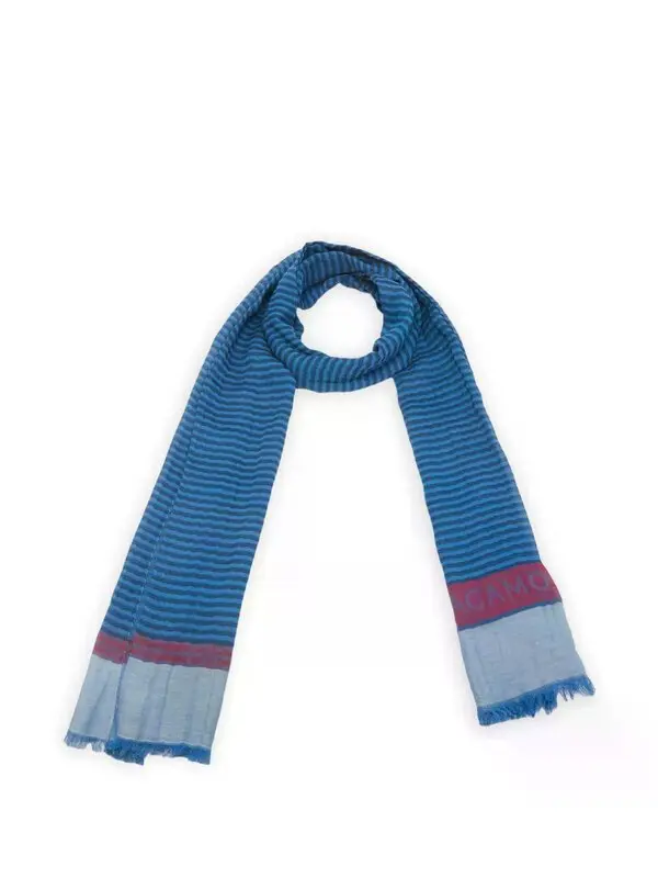FERRAGAMO Striped Fringed Scarf