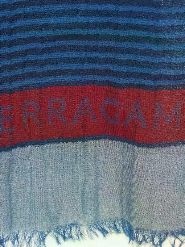 FERRAGAMO Striped Fringed Scarf