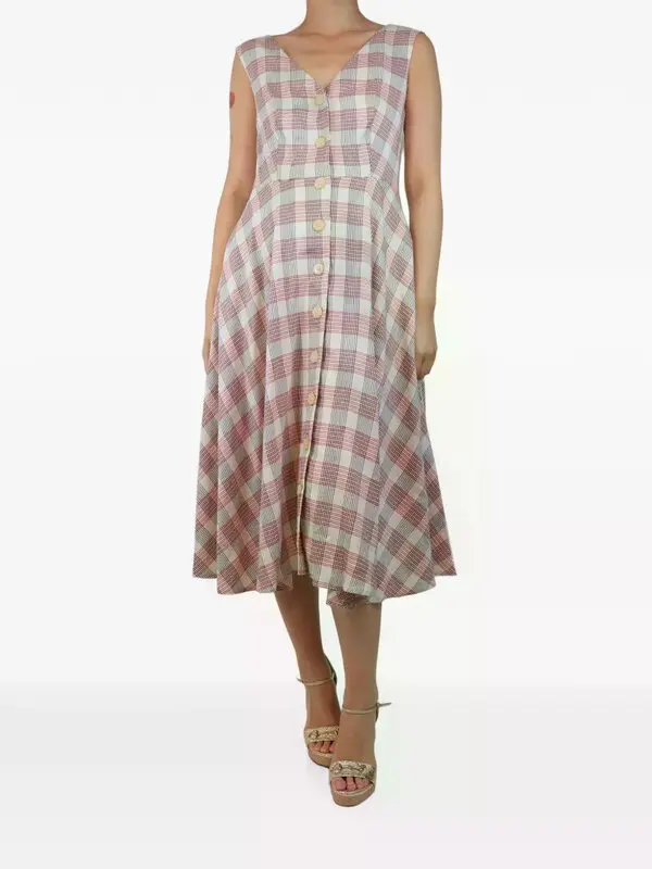 Veronica Beard Plaid Pattern Midi Dress