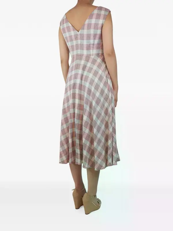 Veronica Beard Plaid Pattern Midi Dress