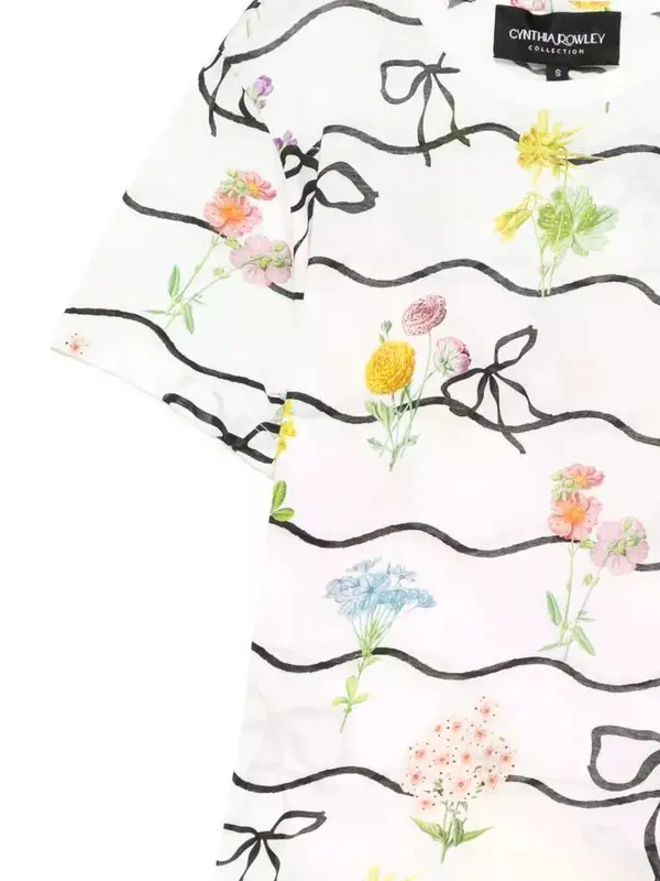 Cynthia Rowley Round Neck Floral Print T-shirt - White